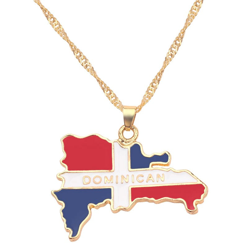 Dominican Flag Map Necklaces – Caribbean Islands Gift Shop